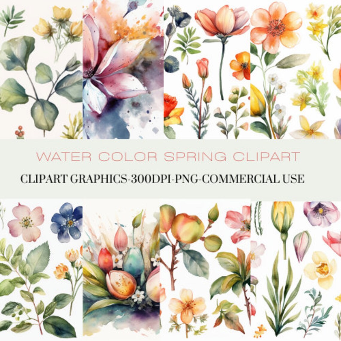 Water Color Spring Theme Clip Art - Etsy