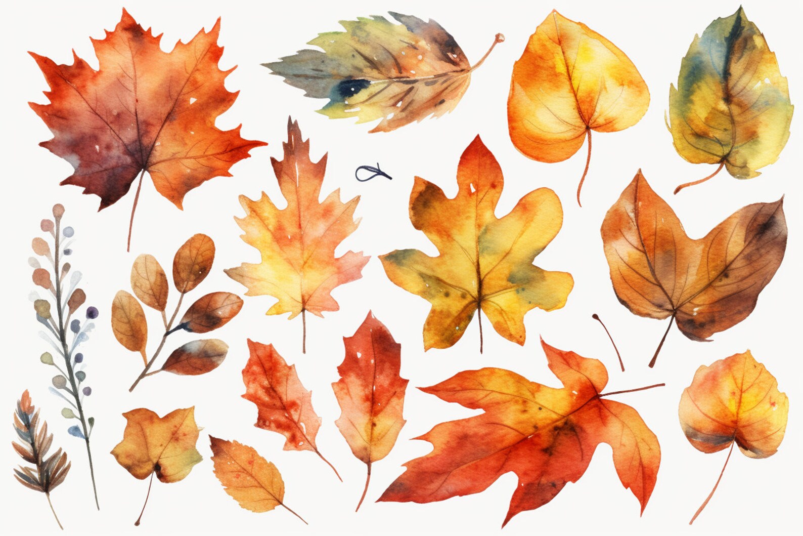 Water Color Fall Themed Clipart Pack - Etsy