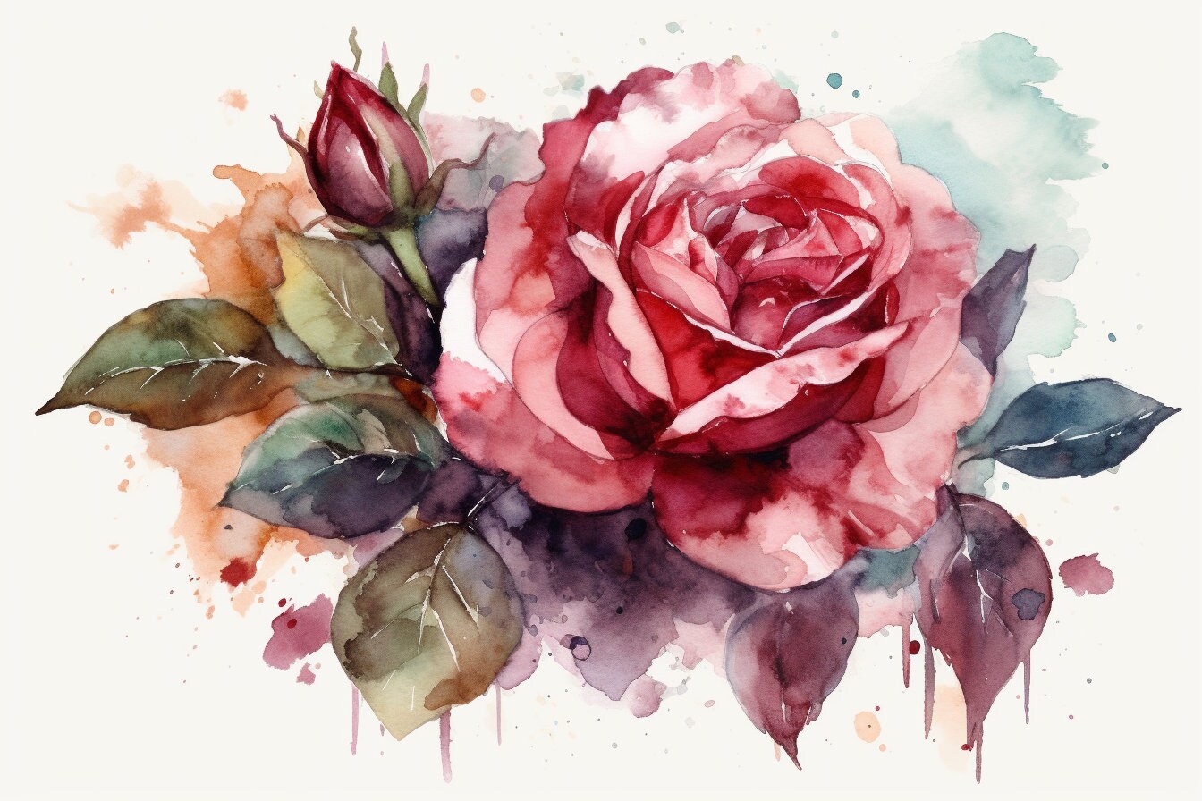 Water Color Rose Clipart PNG Pack - Etsy