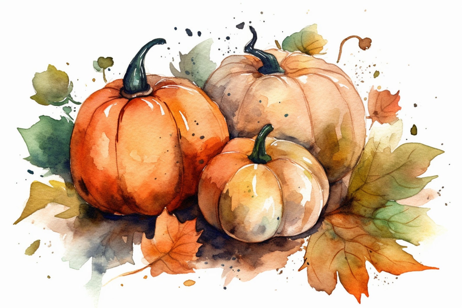 Water Color Fall Themed Clipart Pack - Etsy