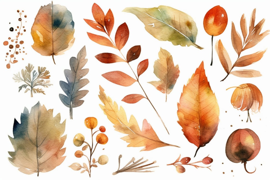 Water Color Fall Themed Clipart Pack - Etsy