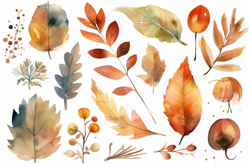 Water Color Fall Themed Clipart Pack - Etsy