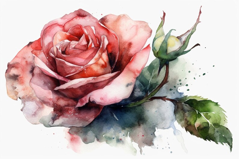 Water Color Rose Clipart PNG Pack - Etsy