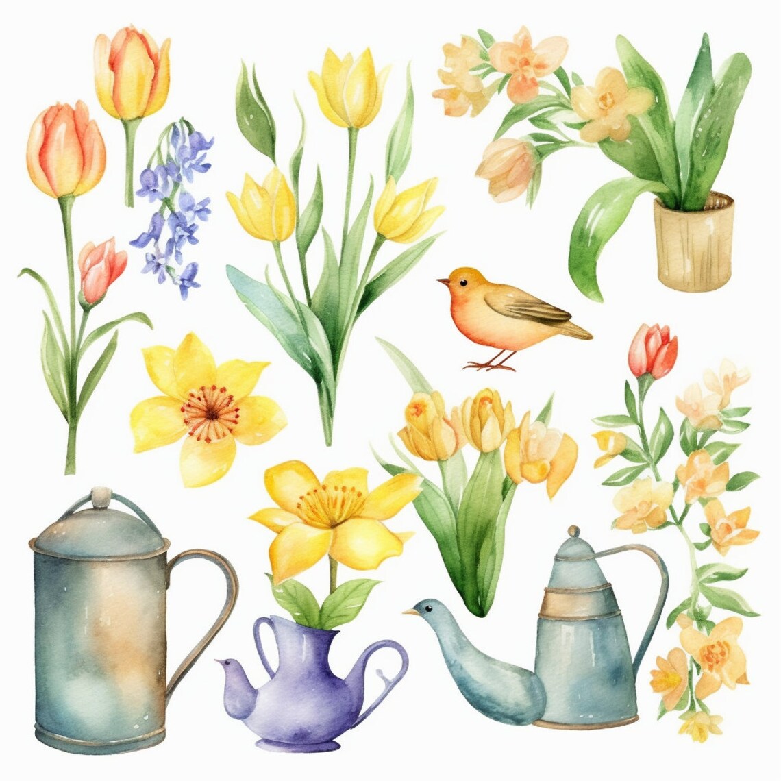 Water Color Spring Theme Clip Art - Etsy