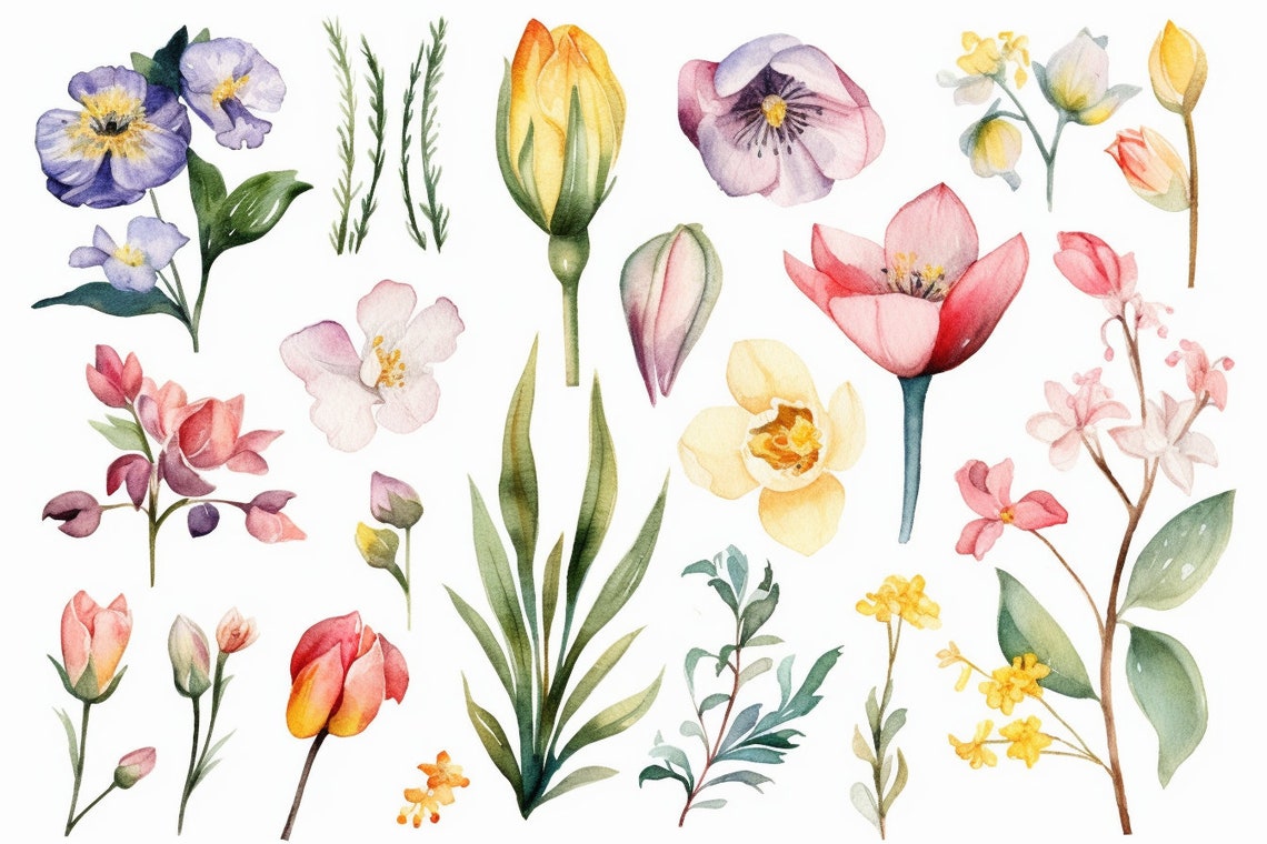 Water Color Spring Theme Clip Art - Etsy