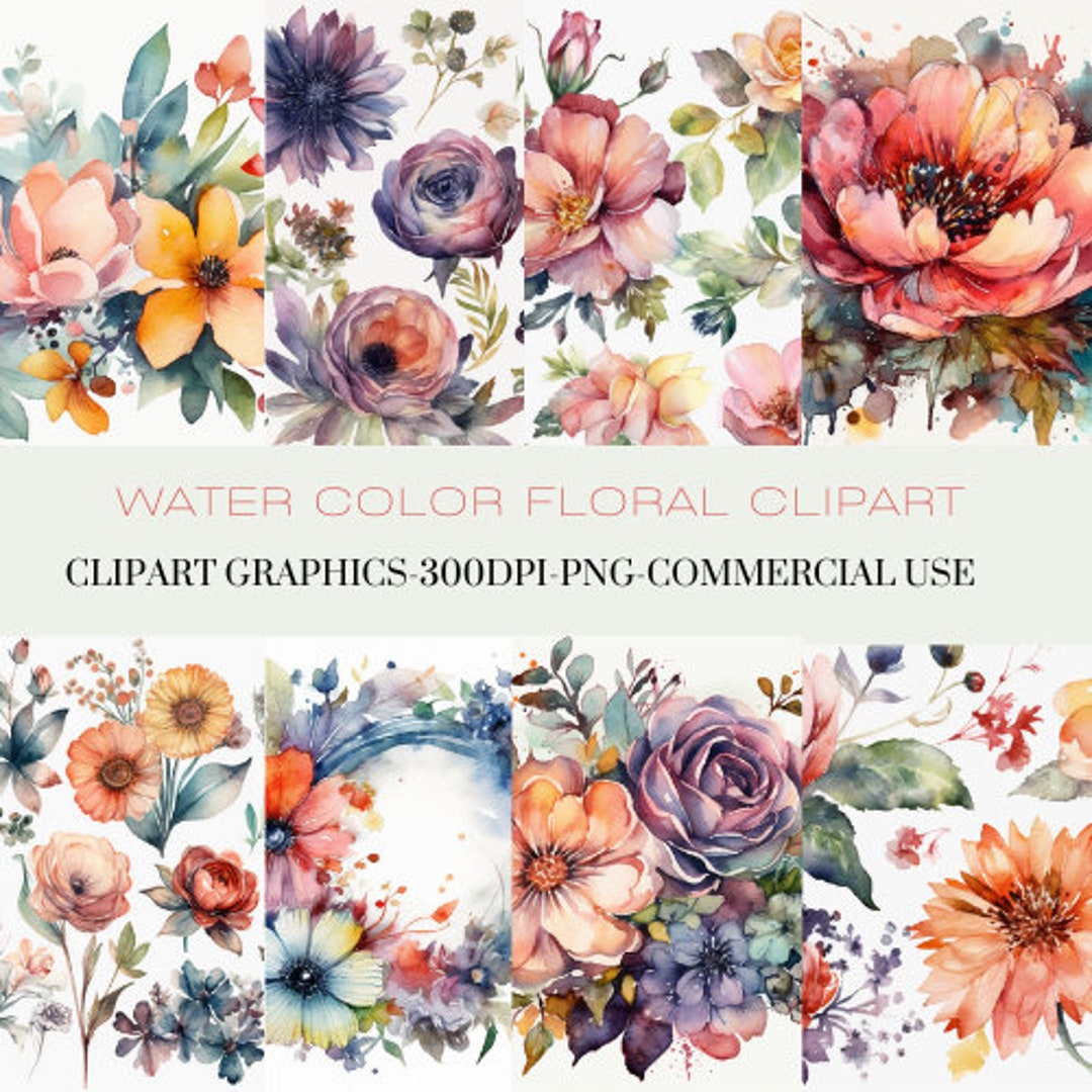 Water Color Floral Clipart Pack - Etsy