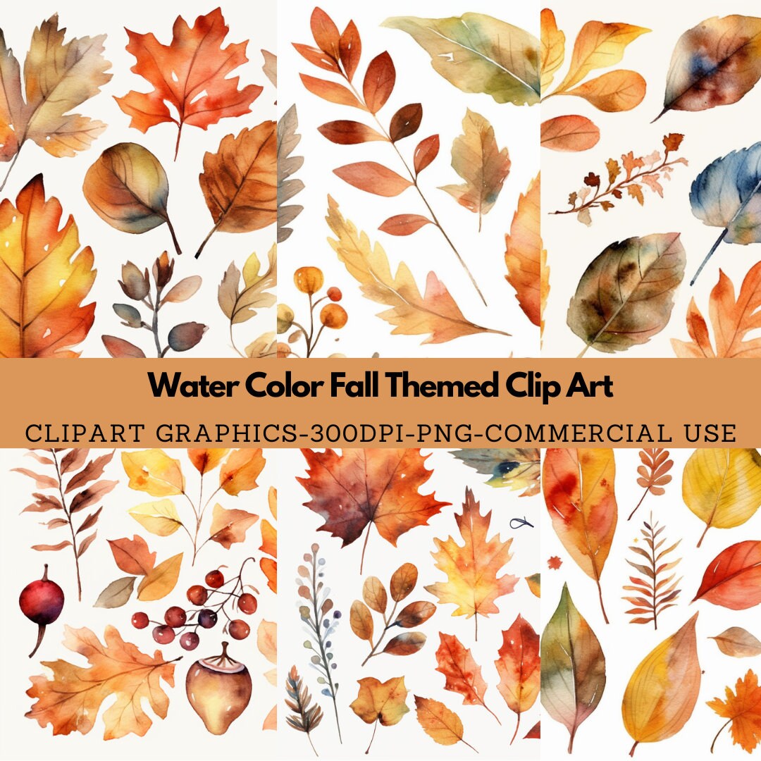 Water Color Fall Themed Clipart Pack - Etsy