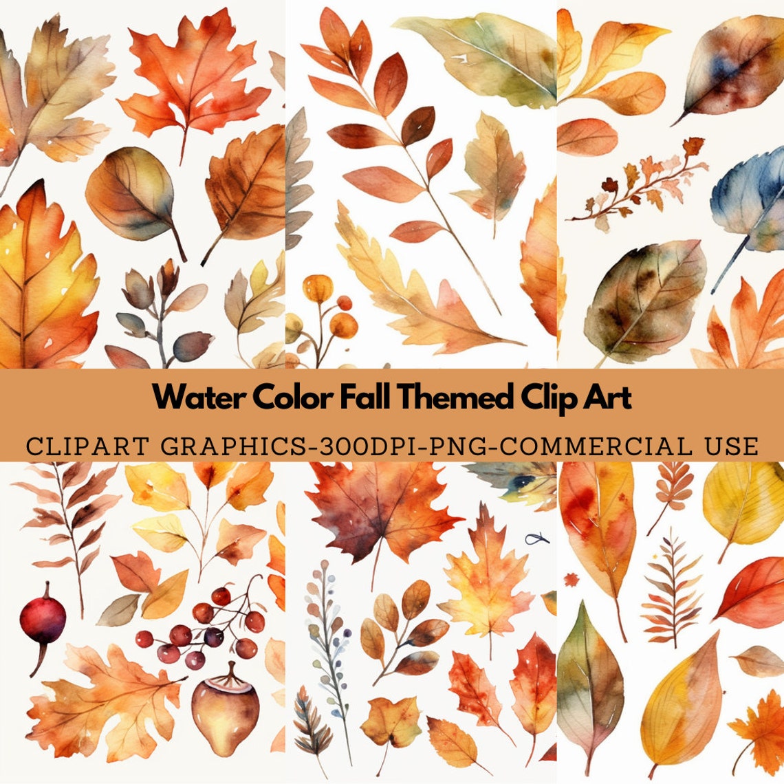 Water Color Fall Themed Clipart Pack - Etsy