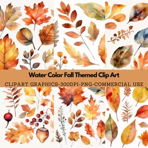 Water Color Fall Themed Clipart Pack - Etsy