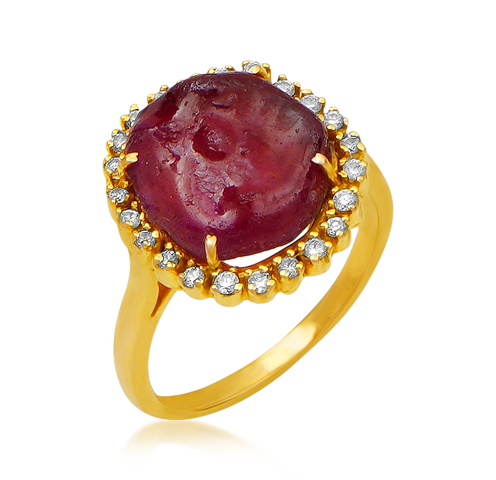Natural Ruby With Diamonds Outline Ring in 14 Kt Gold - Etsy