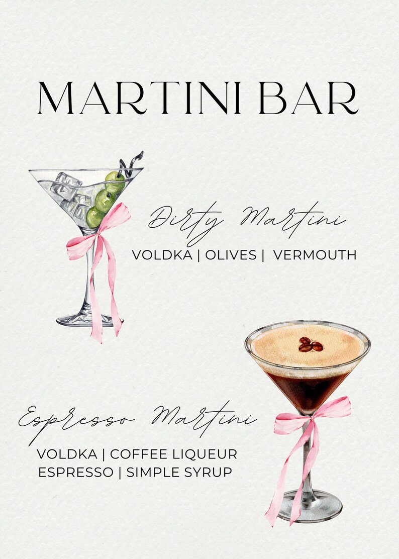 Coquette Martini Bar Menu , Canva Download - Etsy