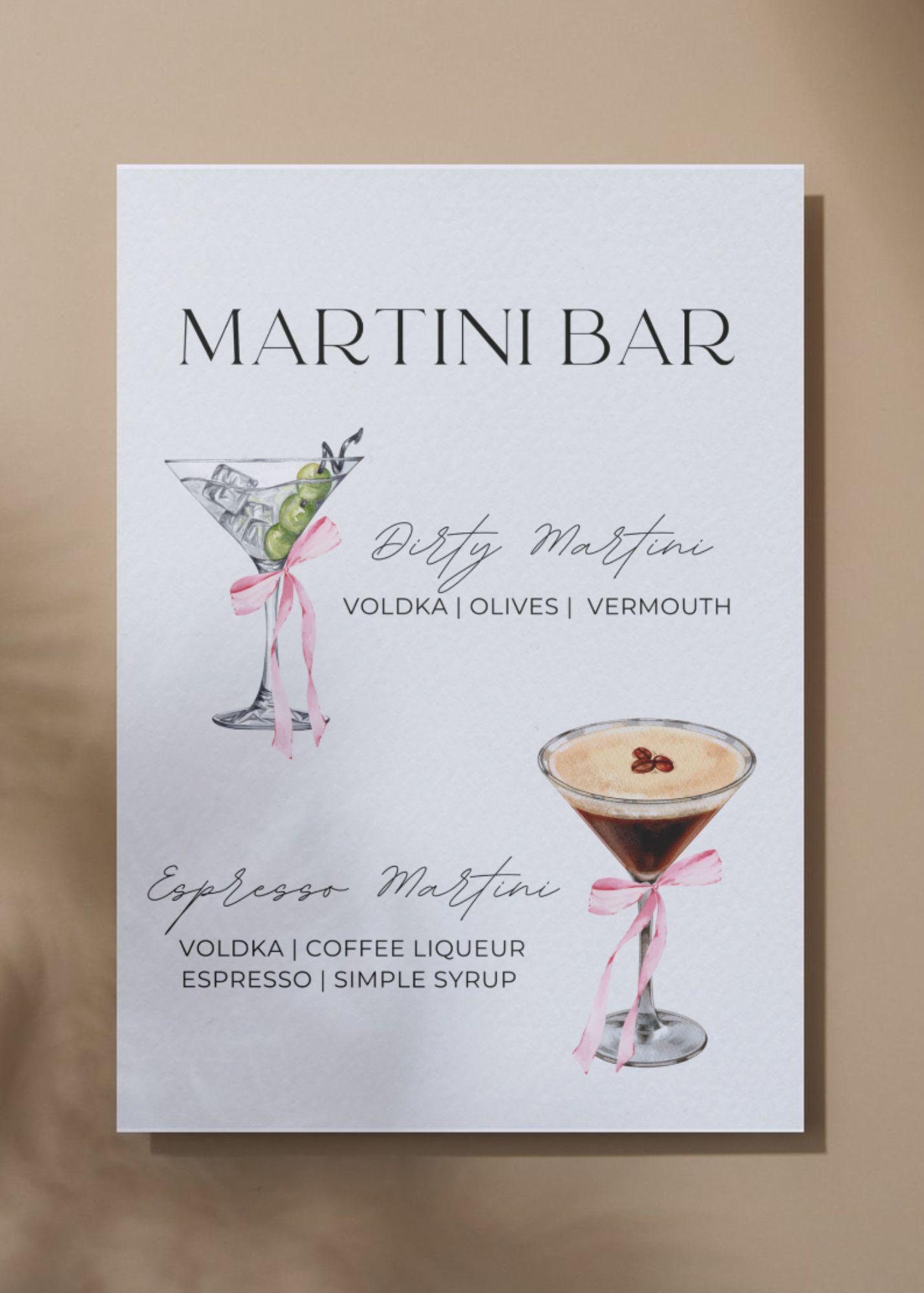 Coquette Martini Bar Menu , Canva Download - Etsy