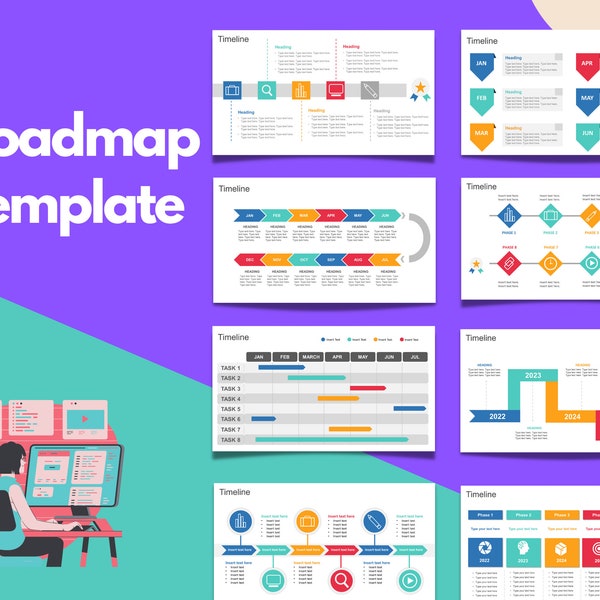 Project Roadmap Timeline Powerpoint Template - Etsy