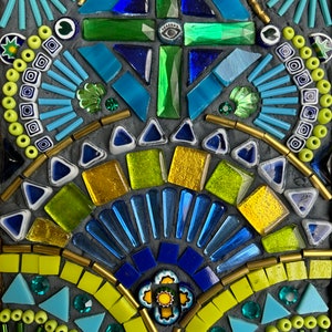 Mixed Media Mosaic “doodle in Blue and Green” - Etsy