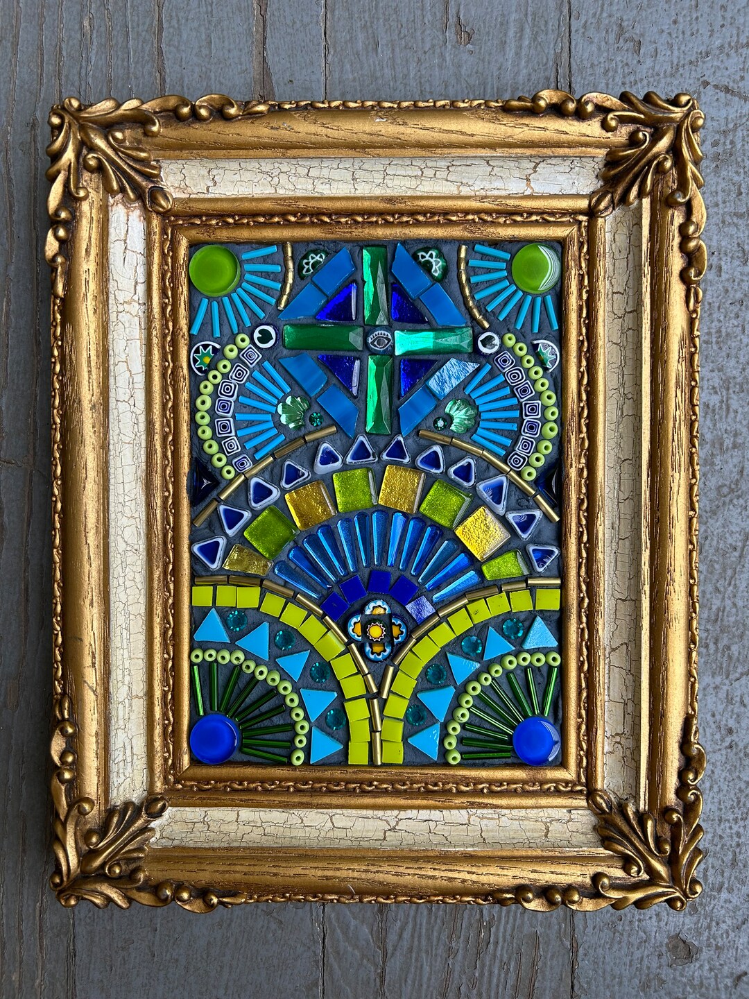 Mixed Media Mosaic “doodle in Blue and Green” - Etsy