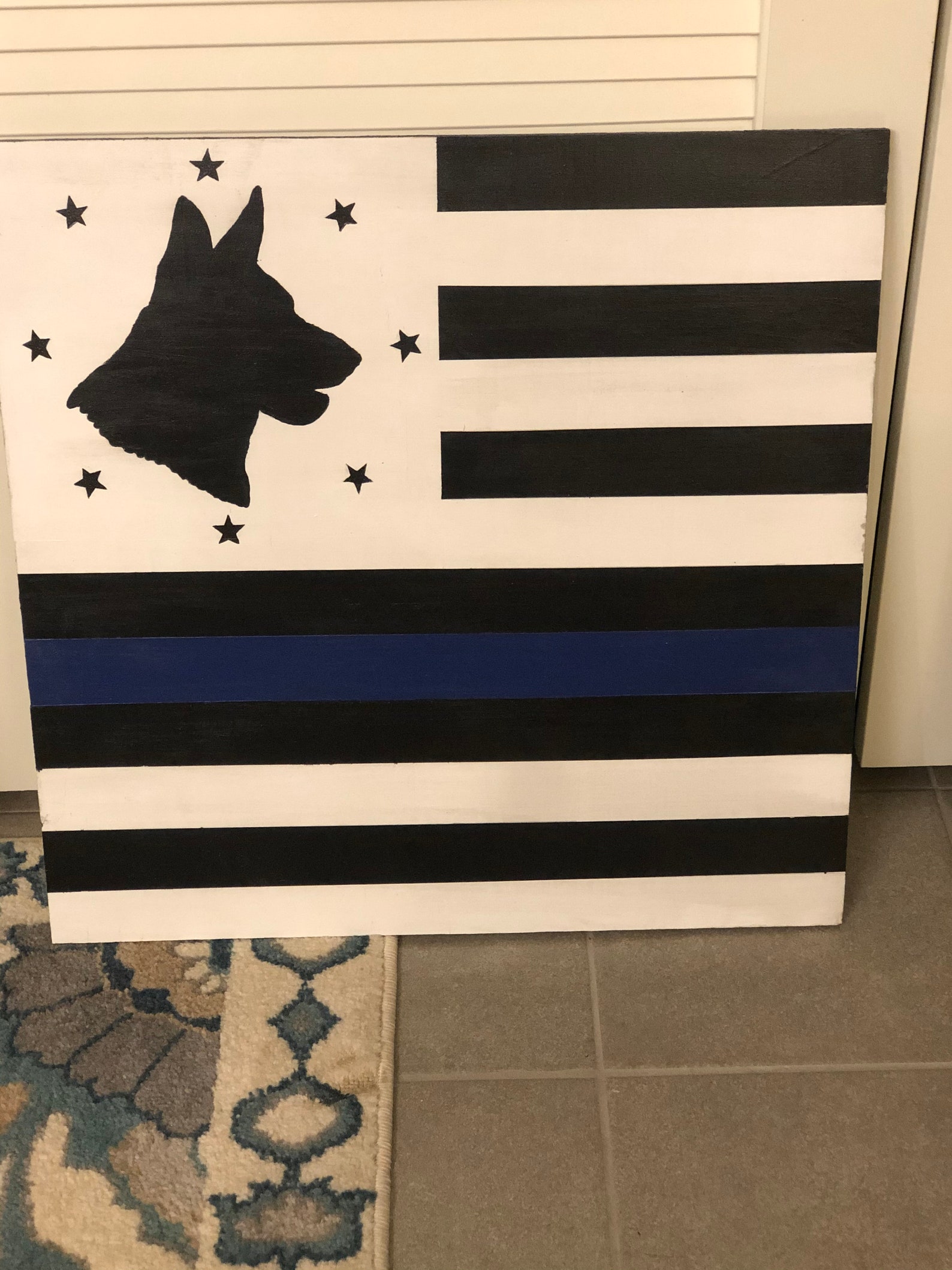 K-9 Thin Blue Line Flag Barn Quilt 2x2 - Etsy