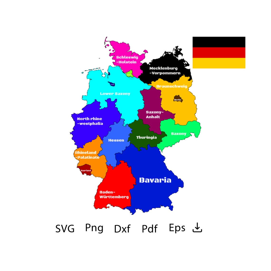 Germany-with-states Map SVG, Vector Map of Germany Map in AI Format,pdf ...