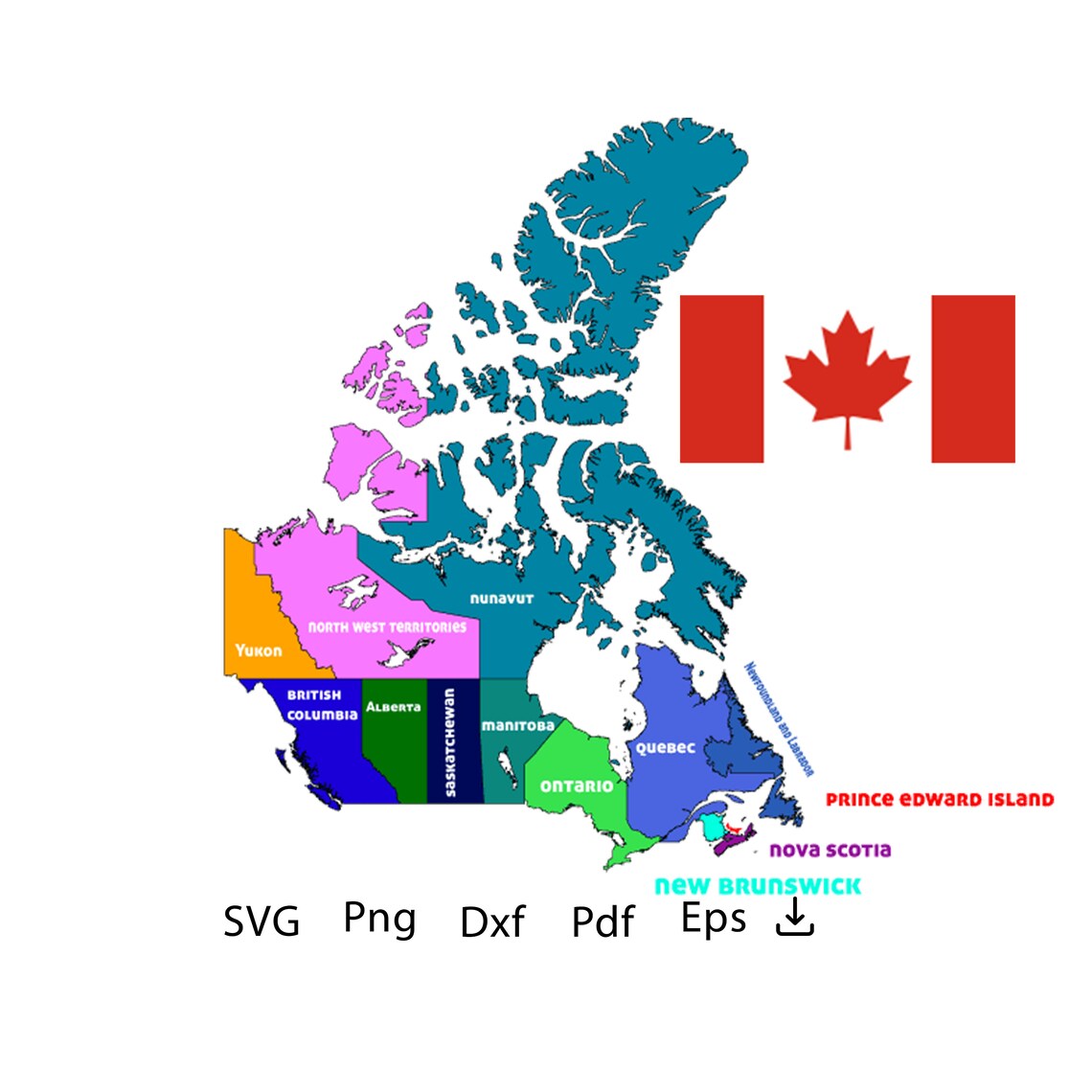 Régions Du Canada Carte Des Provinces Du Canada SVG, Carte Vectorielle ...