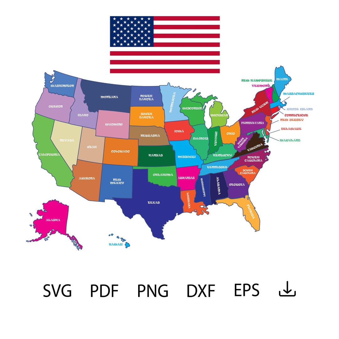 Modern Vector Map of the United States Region in Svg Format. Includes ...