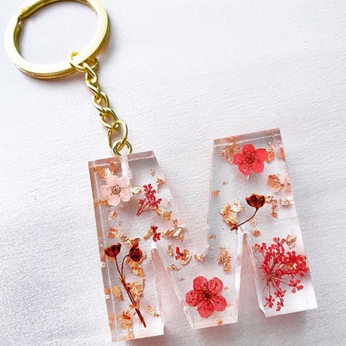 Custom Letter Initial Resin Keychain Real Stone Beautiful - Etsy Custom Letter Initial Resin Keychain Real Stone Beautiful - Etsy