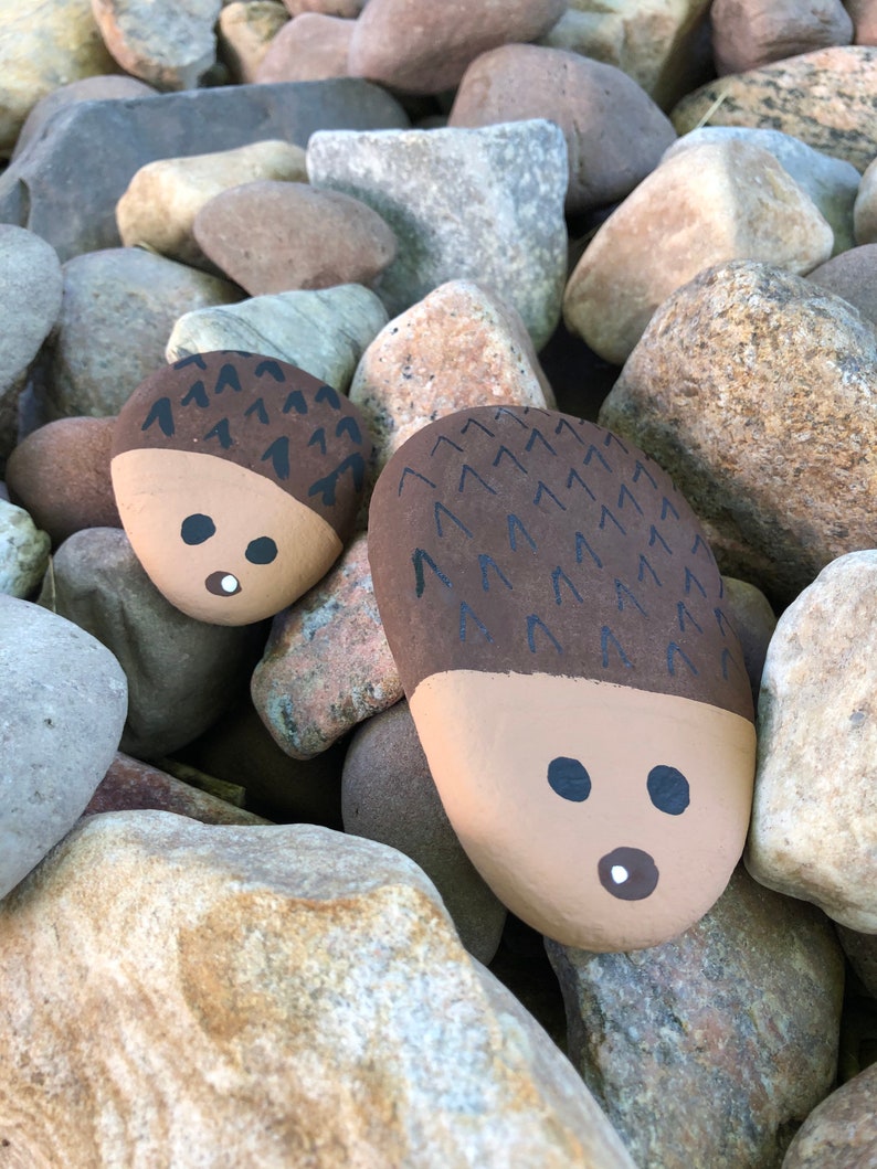 Hedgehog Hand Painted Rocks, Yard Decor, Garden Decor.l, Yard Art, Home ...