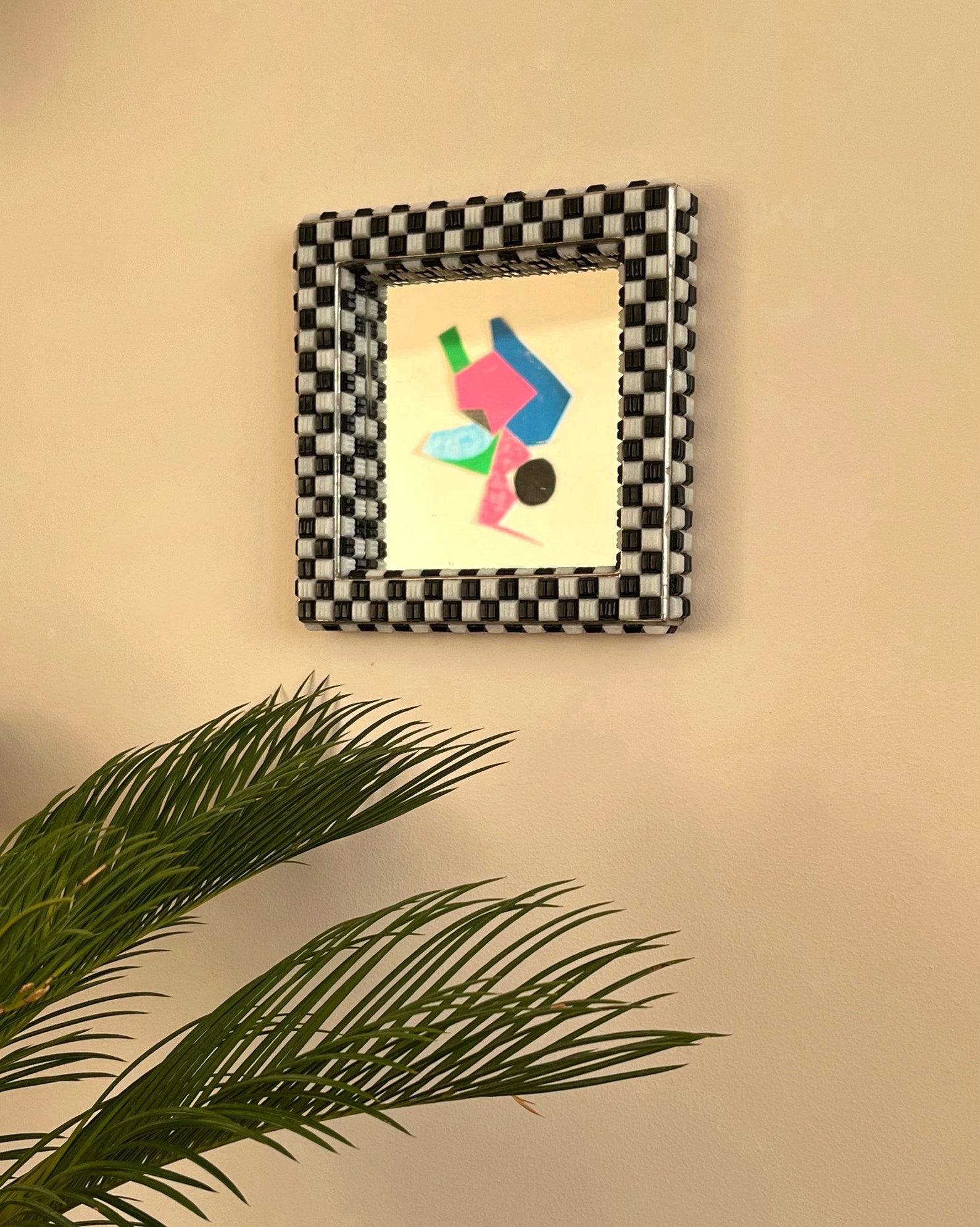 Checkered Geometric Wall Mirror With Mosaic in Retro Style - Etsy