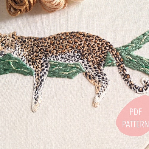 Leopard Embroidery Downloadable PDF Pattern. Detailed - Etsy
