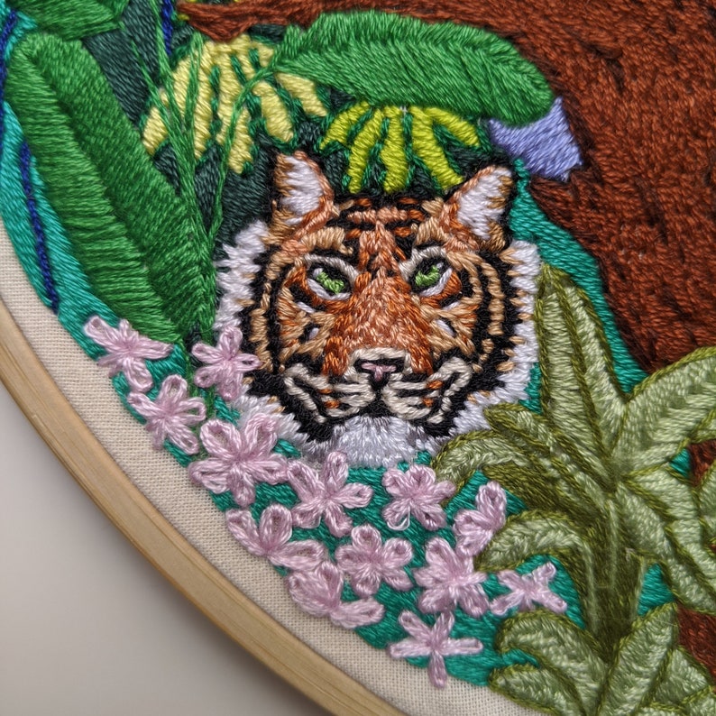 Jungle Embroidery Pattern PDF Tiger Embroidery Landscape - Etsy