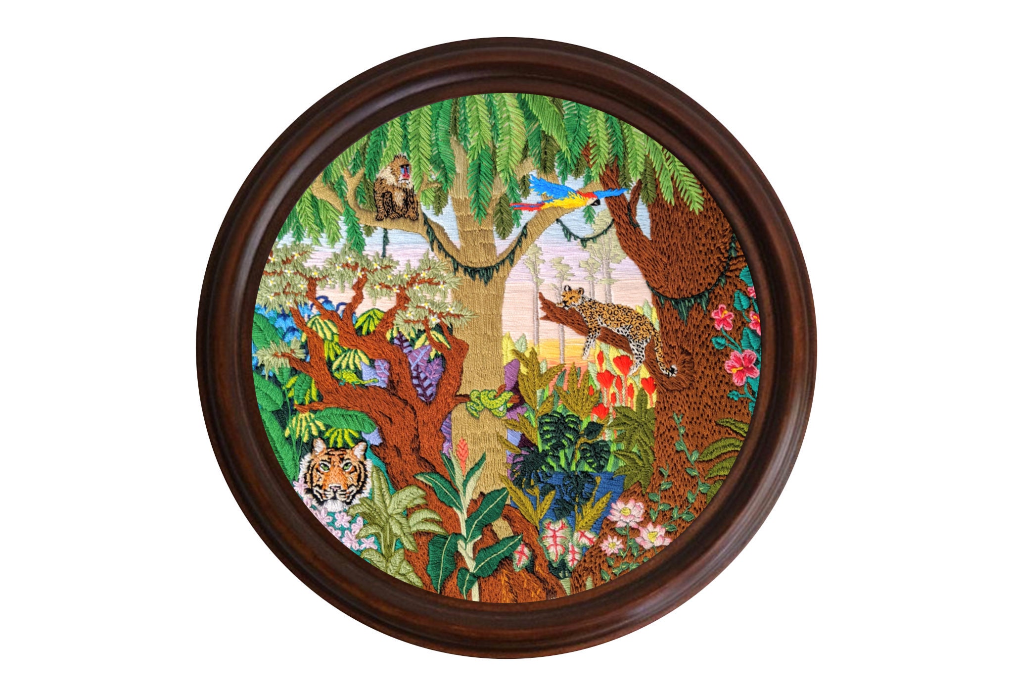 Jungle Embroidery Pattern PDF, Tiger Embroidery, Landscape Embroidery ...