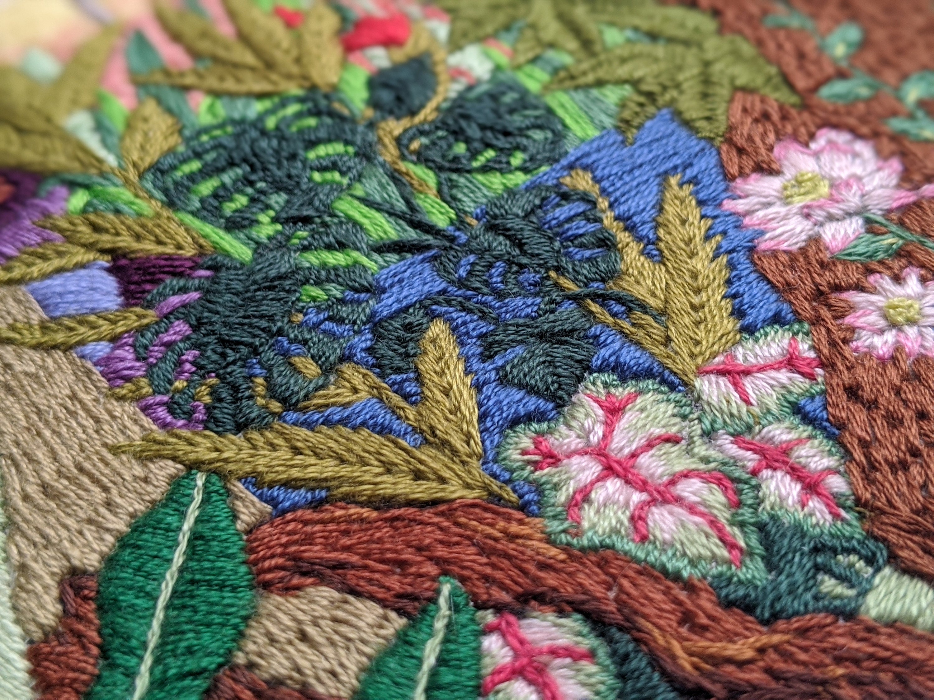 Jungle Embroidery Pattern PDF, Tiger Embroidery, Landscape Embroidery ...