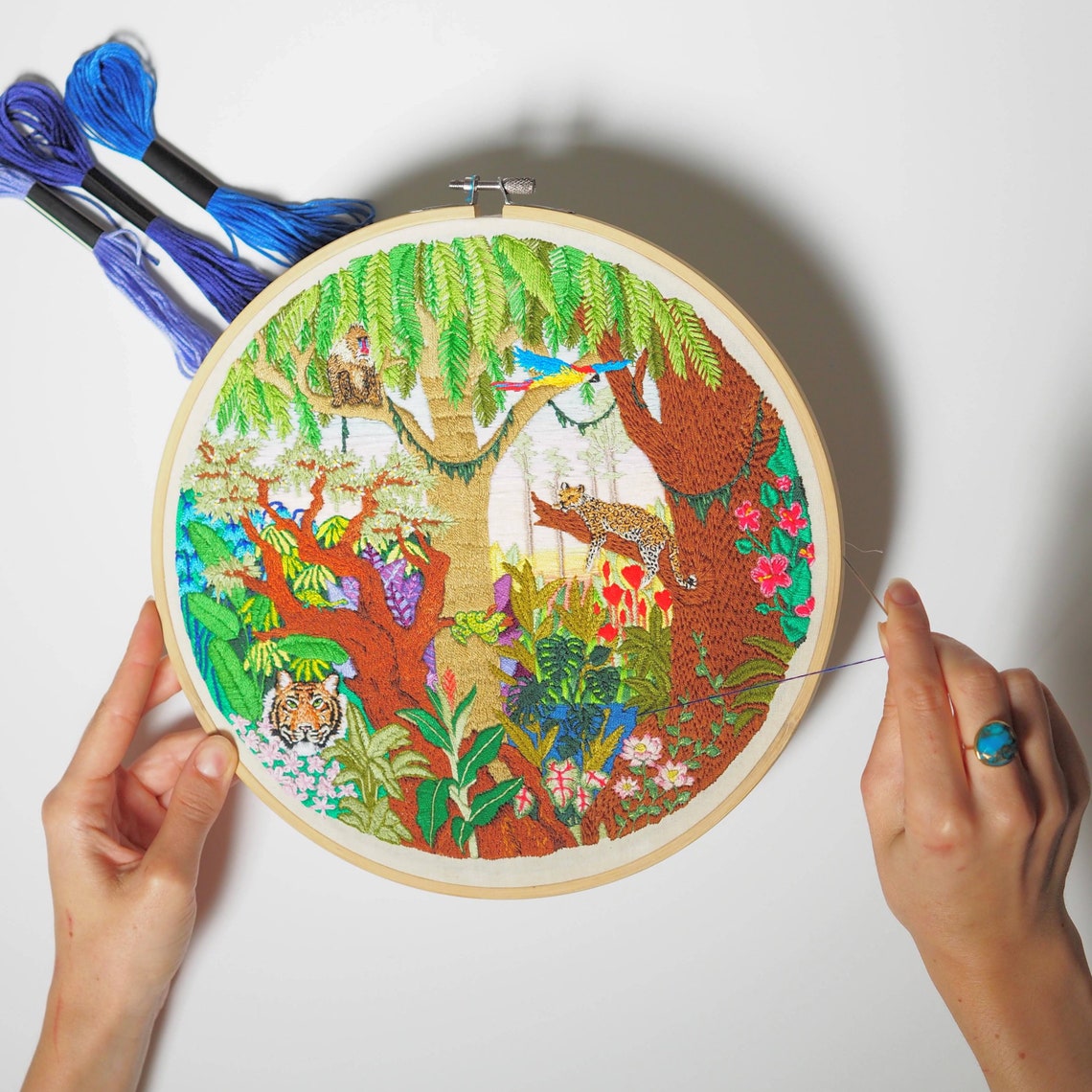 Jungle Embroidery Pattern PDF Tiger Embroidery Landscape - Etsy