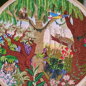 Jungle Embroidery Pattern PDF, Tiger Embroidery, Landscape Embroidery ...