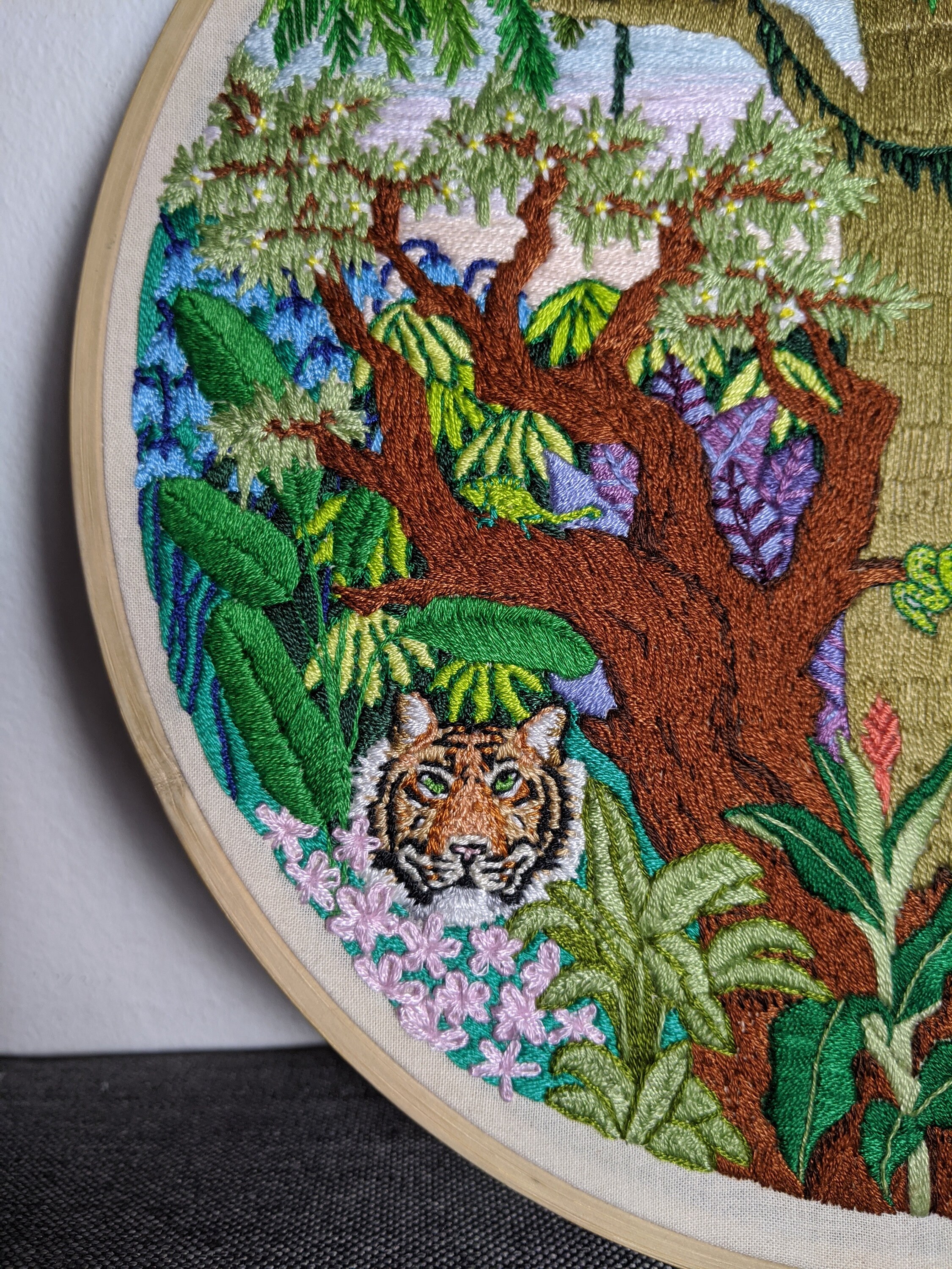 Jungle Embroidery Pattern PDF Tiger Embroidery Landscape - Etsy UK