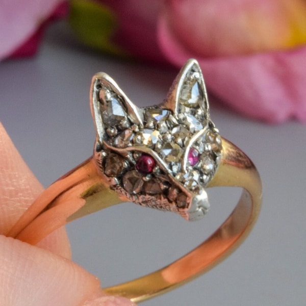 Antique Victorian Fox Ring - Etsy