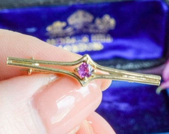 Antique Ruby Bar Pin - Etsy