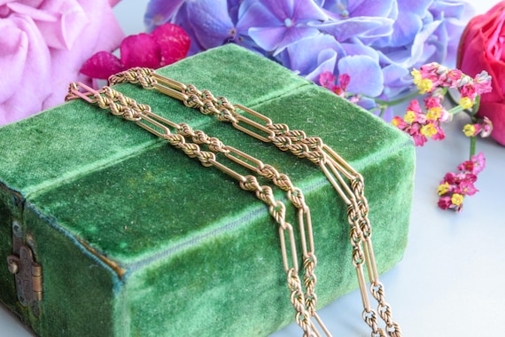 Antique Victorian fetter and twist knot link chain ne… - Gem