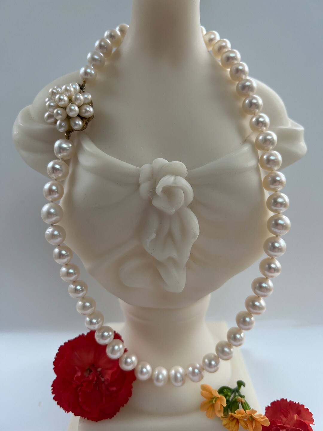 Vintage Large 10mm Cultured Pearls Necklace Heavy 9 Carat - Etsy