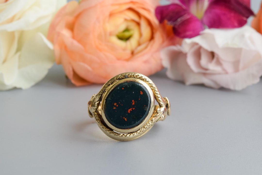 Antique Victorian Snake Bloodstone Locket Signet Ring 9 Carat Gold - Etsy
