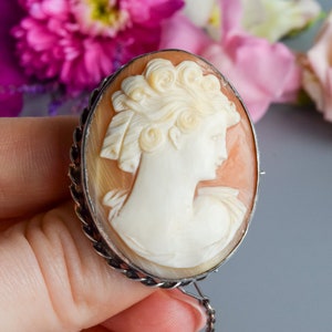 Antique Victorian Silver Cameo Lady Brooch - Etsy