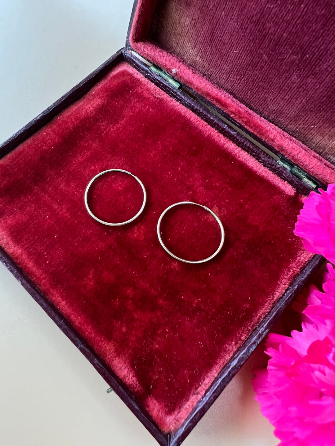 Vintage 17mm Fine Sleeper Hoop Earrings 9 Carat Gold - Etsy