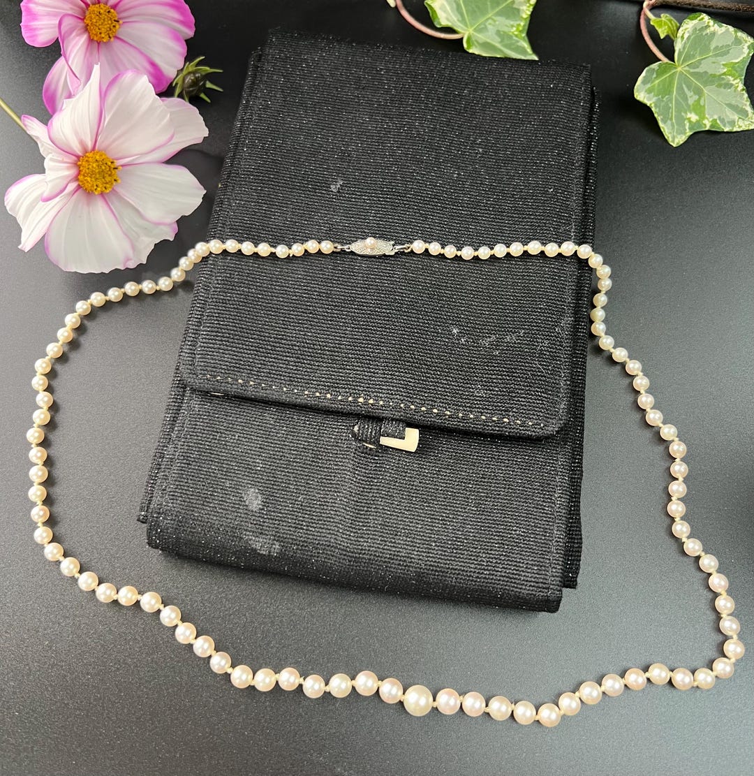 Mikimoto Graduated Pearl Necklace Silver Clasp Original Pearl Package ...