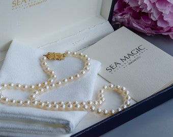 Vintage Mikimoto Sea Magic 6mm Pearl Necklace 14 Carat Gold Clasp Box Certificate Etsy