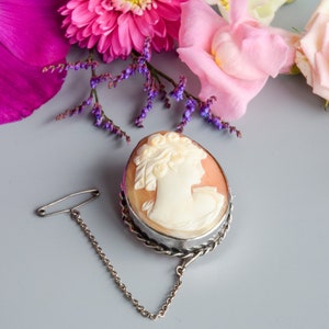 Antique Victorian Silver Cameo Lady Brooch - Etsy