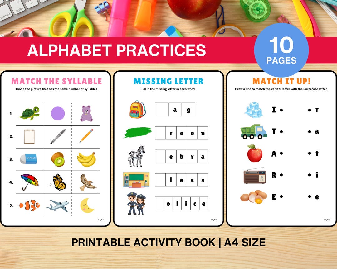 Libro de actividades del alfabeto / Hojas de trabajo para niños ...