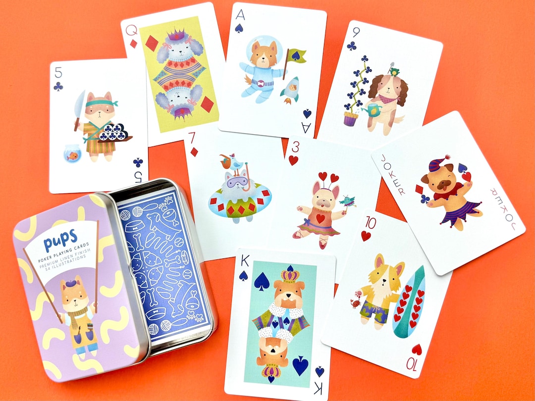 Dog Playing Cards - Illustrated Poker Card Deck - High Quality Linen ...