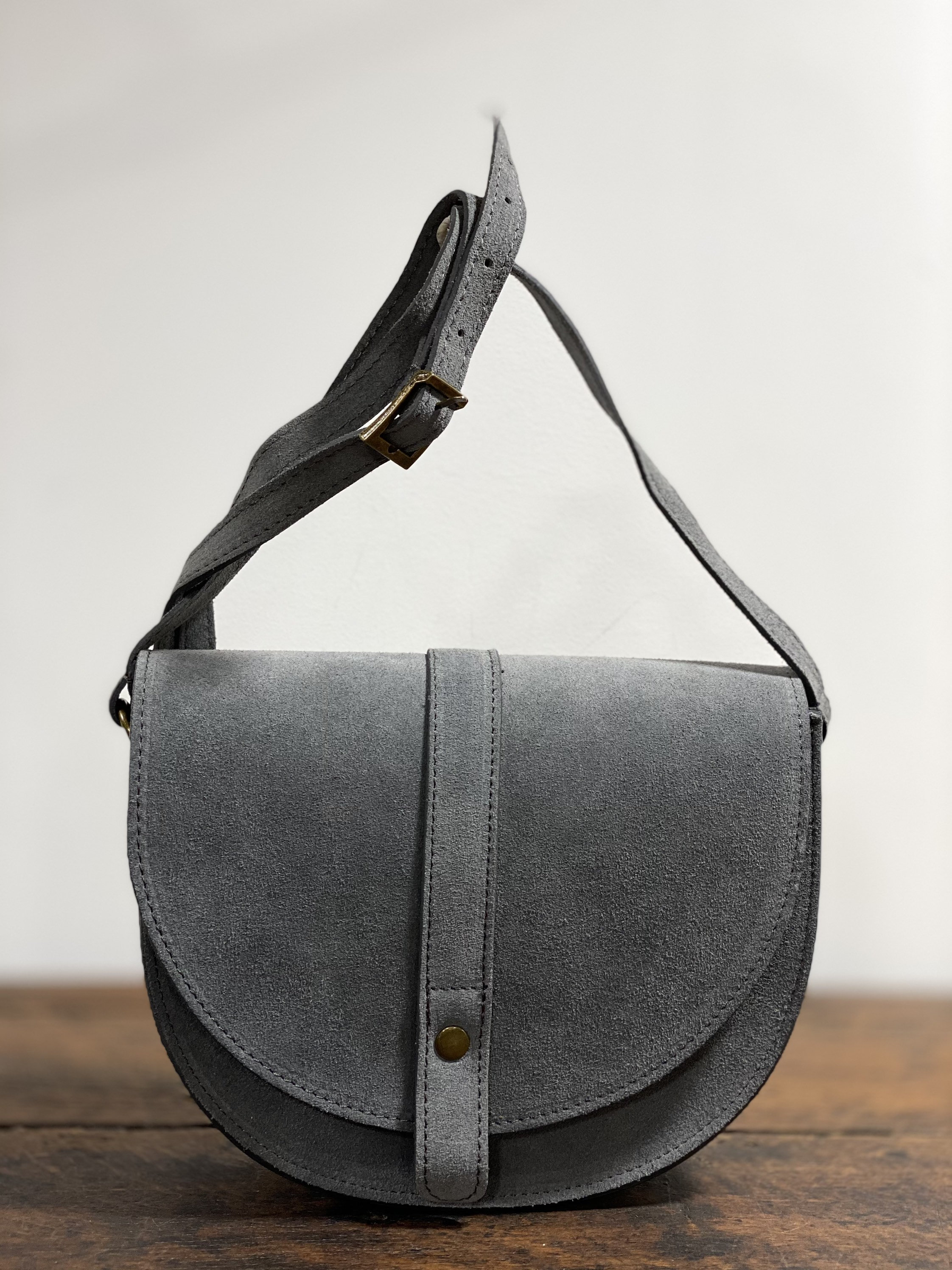 Handbag clutch suede hard leather half-moon shape | Etsy