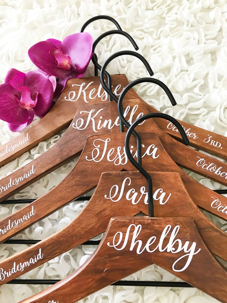 Wooden Hangers + Custom Name Vinyl Decals - Great for Gifts, Bridal ...