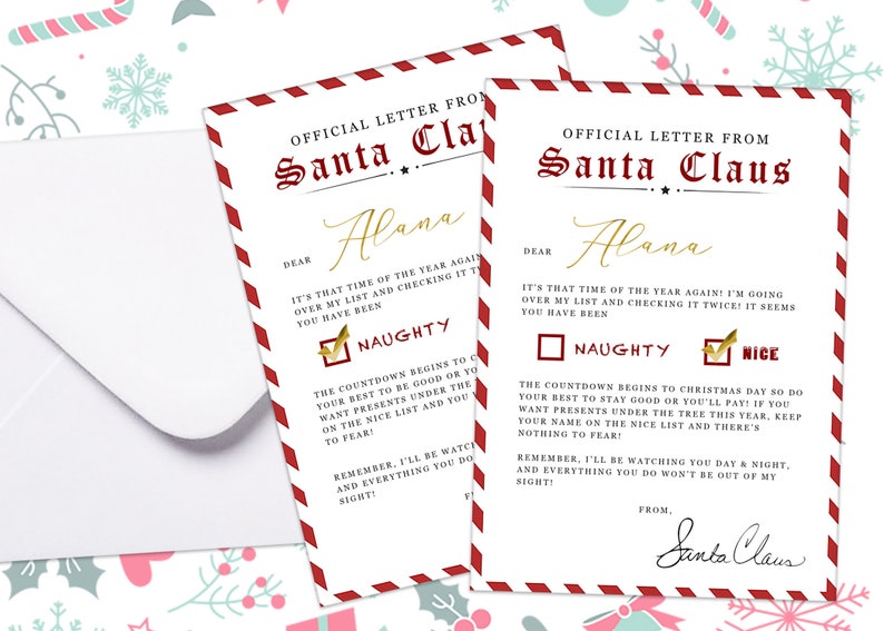 DIY Official Santa Naughty/nice Letter Something Fun to - Etsy