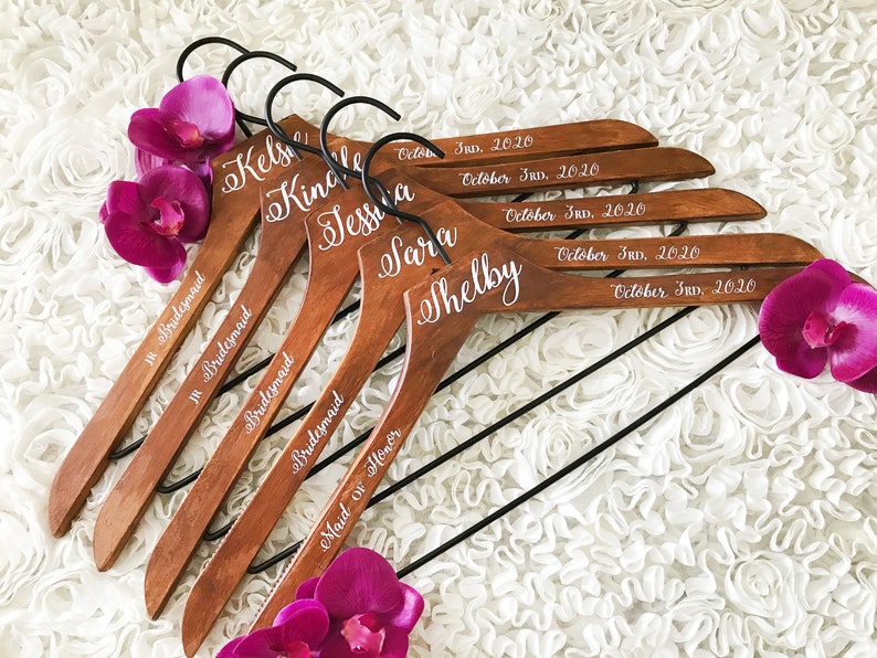 Wooden Hangers + Custom Name Vinyl Decals - Great for Gifts, Bridal ...