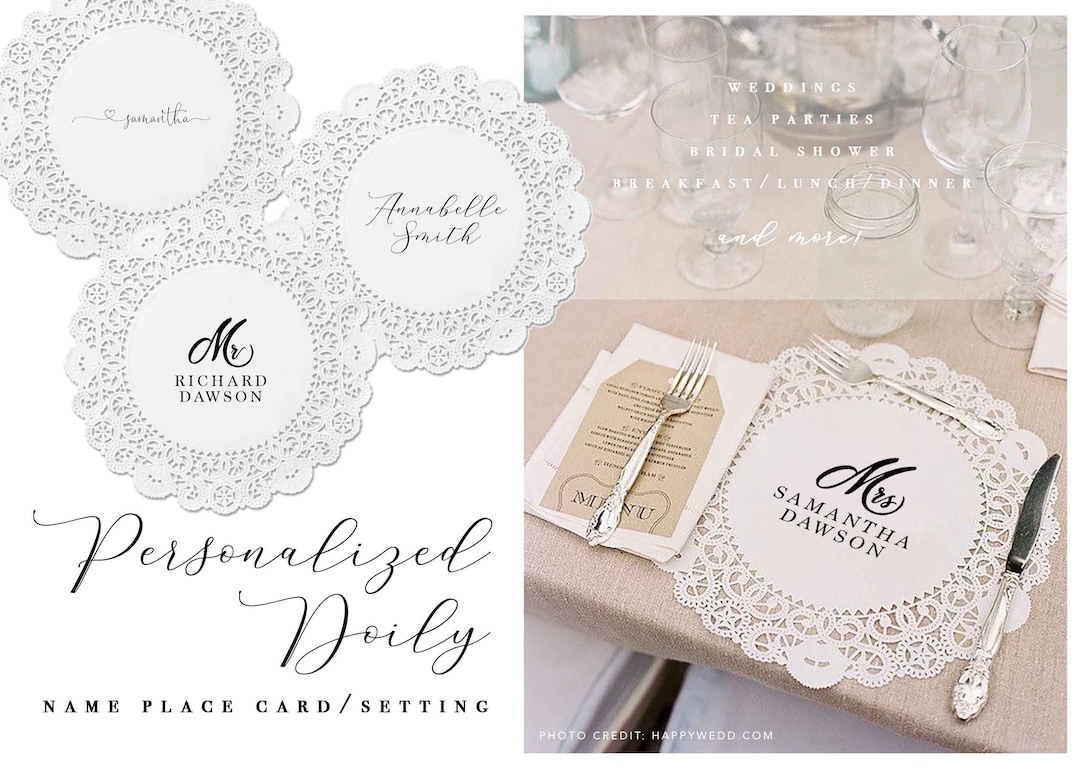 DIY Personalized White Lace Doilies - Vinyl Decal - Great for Weddings ...